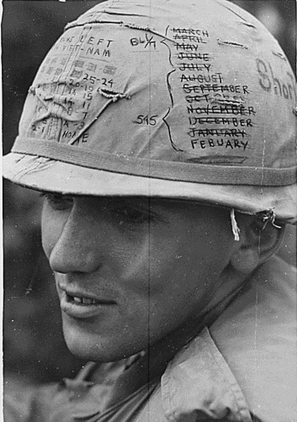 Photos of Helmet Graffiti in the Vietnam War