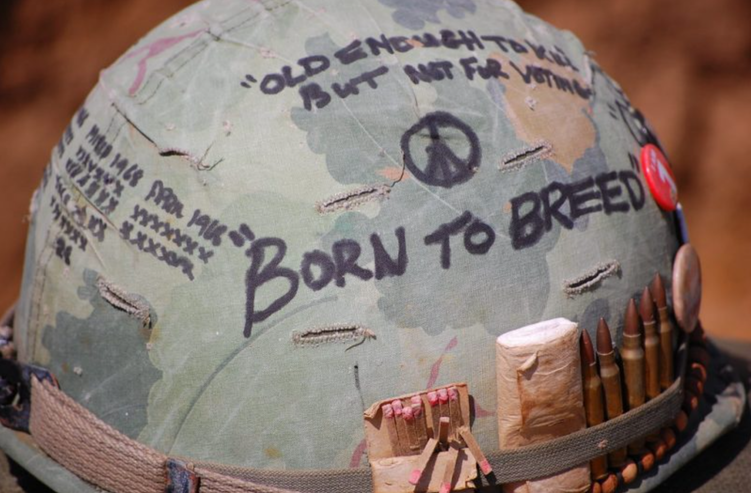 Photos of Helmet Graffiti in the Vietnam War