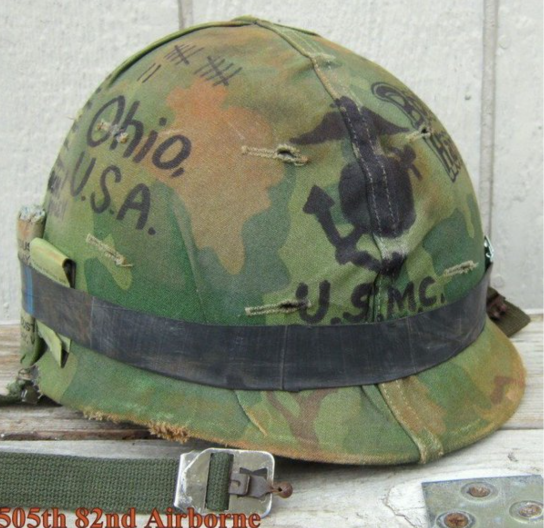 Photos of Helmet Graffiti in the Vietnam War