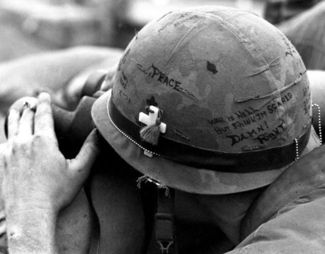 Photos of Helmet Graffiti in the Vietnam War