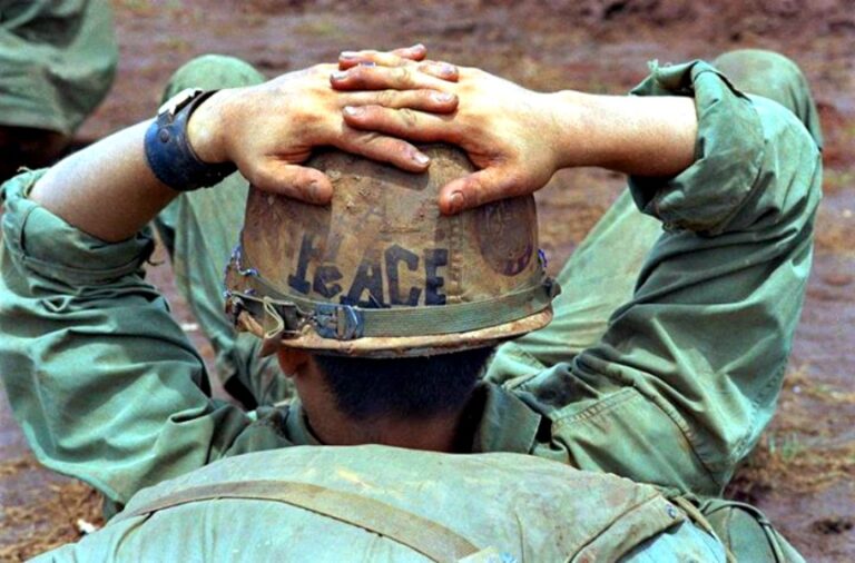 Photos of Helmet Graffiti in the Vietnam War